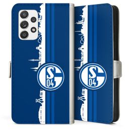DeinDesign Galaxy A52s 5G Handy Klapph&uuml;lle Handyh&uuml;lle aus Kunst Leder wei&szlig; Flip Case Official Licensed Product Skyline Fc Schalke 04 Sideflip mit Lasche