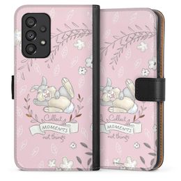 DeinDesign Galaxy A53 5G Handy Klapph&uuml;lle Handyh&uuml;lle aus Kunst Leder schwarz Flip Case Thumper Official Licensed Product Bambi Sideflip mit langer Lasche