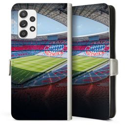 DeinDesign Galaxy A52s 5G Handy Klapph&uuml;lle Handyh&uuml;lle aus Kunst Leder wei&szlig; Flip Case Fcb Fc Bayern M&uuml;nchen Stadium Sideflip mit Lasche