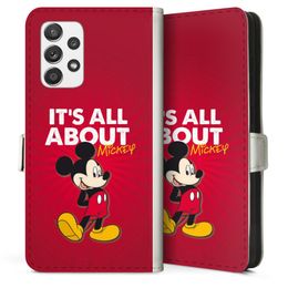DeinDesign Galaxy A52s 5G Handy Klapph&uuml;lle Handyh&uuml;lle aus Kunst Leder wei&szlig; Flip Case Disney Official Licensed Product Mouse Sideflip mit Lasche
