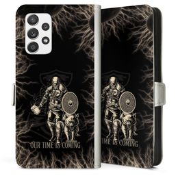 DeinDesign Galaxy A52s 5G Handy Klapph&uuml;lle Handyh&uuml;lle aus Kunst Leder wei&szlig; Flip Case Tv Show Designs Wikinger Vikings Sideflip mit Lasche