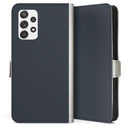 DeinDesign Galaxy A52s 5G Handy Klapph&uuml;lle Handyh&uuml;lle aus Kunst Leder wei&szlig; Flip Case Anthracite Grey Unicoloured Sideflip mit Lasche
