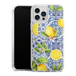 DeinDesign iPhone 13 Pro Max Handy Silikon H&uuml;lle Case transparent Handyh&uuml;lle Muster Greece Lemon Silikon Case