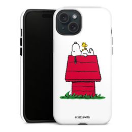 DeinDesign iPhone 15 Plus Handy Panzer Handyh&uuml;lle robuste Outdoor H&uuml;lle Schutzh&uuml;lle matt Snoopy Peanuts Official Licensed Product Tough Case