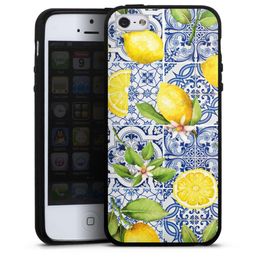 DeinDesign iPhone SE (2016-2019) Handy Silikon H&uuml;lle Case schwarz Handyh&uuml;lle Muster Greece Lemon