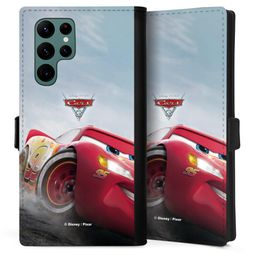 DeinDesign Galaxy S22 Ultra Handy Klapph&uuml;lle Handyh&uuml;lle aus Kunst Leder schwarz Flip Case Lightning Mcqueen 95 Official Licensed Product Cars Sideflip mit langer