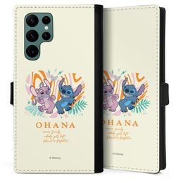 DeinDesign Galaxy S22 Ultra Handy Klapph&uuml;lle Handyh&uuml;lle aus Kunst Leder schwarz Flip Case Official Licensed Product Lilo & Stitch Disney Sideflip mit langer 