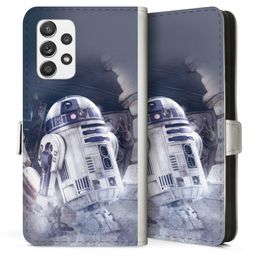 DeinDesign Galaxy A52s 5G Handy Klapph&uuml;lle Handyh&uuml;lle aus Kunst Leder wei&szlig; Flip Case Robot Merchandise Star Wars Sideflip mit Lasche