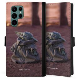 DeinDesign Galaxy S22 Ultra Handy Klapph&uuml;lle Handyh&uuml;lle aus Kunst Leder schwarz Flip Case The Child Star Wars Baby Yoda Sideflip mit langer Lasche