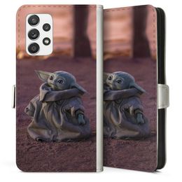 DeinDesign Galaxy A52s 5G Handy Klapph&uuml;lle Handyh&uuml;lle aus Kunst Leder wei&szlig; Flip Case The Child Star Wars Baby Yoda Sideflip mit Lasche