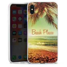 DeinDesign iPhone Xs Max Handy Silikon H&uuml;lle Case transparent Handyh&uuml;lle Beach Palm Tree Urlaub Silikon Case
