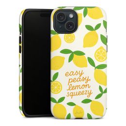 DeinDesign iPhone 15 Plus Handy Panzer Handyh&uuml;lle robuste Outdoor H&uuml;lle Schutzh&uuml;lle matt Spruch Statement Lemon Tough Case