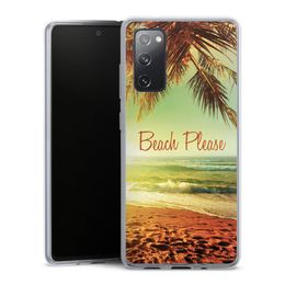 DeinDesign Galaxy S20 FE Handy Silikon H&uuml;lle Case transparent Handyh&uuml;lle Palm Tree Urlaub Beach Silikon Case