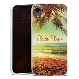 DeinDesign iPhone Xr Handy Silikon H&uuml;lle Case wei&szlig; Handyh&uuml;lle Beach Palm Tree Urlaub Silikon Case