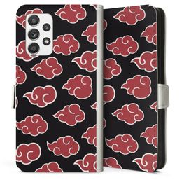 DeinDesign Galaxy A52s 5G Handy Klapph&uuml;lle Handyh&uuml;lle aus Kunst Leder wei&szlig; Flip Case Naruto Shippuden Pattern Akatsuki Sideflip mit Lasche