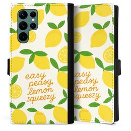 DeinDesign Galaxy S22 Ultra Handy Klapph&uuml;lle Handyh&uuml;lle aus Kunst Leder schwarz Flip Case Lemon Statement Spruch Sideflip mit langer Lasche
