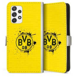 DeinDesign Galaxy A52s 5G Handy Klapph&uuml;lle Handyh&uuml;lle aus Kunst Leder wei&szlig; Flip Case Official Licensed Product Bvb Borussia Dortmund Sideflip mit Lasche