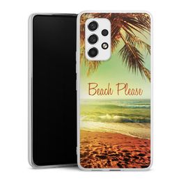 DeinDesign Galaxy A53 5G Handy Silikon H&uuml;lle Case transparent Handyh&uuml;lle Palm Tree Urlaub Beach Silikon Case