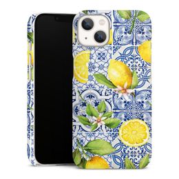 DeinDesign iPhone 13 Handy Premium Case Smartphone Handyh&uuml;lle Schutzh&uuml;lle matt Muster Greece Lemon Premium Case