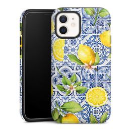 DeinDesign iPhone 12 mini Handy Panzer Handyh&uuml;lle robuste Outdoor H&uuml;lle Schutzh&uuml;lle gl&auml;nzend Muster Greece Lemon Tough Case