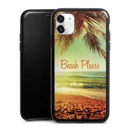 DeinDesign iPhone 11 Handy Silikon H&uuml;lle Case schwarz Handyh&uuml;lle Palm Tree Urlaub Beach
