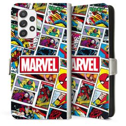 DeinDesign Galaxy A52s 5G Handy Klapph&uuml;lle Handyh&uuml;lle aus Kunst Leder wei&szlig; Flip Case Muster Comic Marvel Sideflip mit Lasche