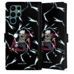 DeinDesign Galaxy S22 Ultra Handy Klapph&uuml;lle Handyh&uuml;lle aus Kunst Leder schwarz Flip Case Naruto Shippuden Official Licensed Product Kakashi Sideflip mit langer 