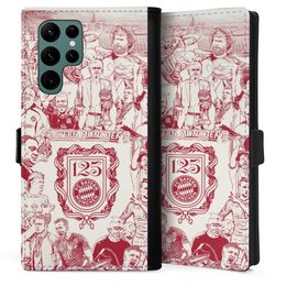 DeinDesign Galaxy S22 Ultra Handy Klapph&uuml;lle Handyh&uuml;lle aus Kunst Leder schwarz Flip Case Official Licensed Product Fcb 125 Jahre Fc Bayern M&uuml;nchen Sideflip mit 