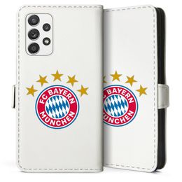 DeinDesign Galaxy A52s 5G Handy Klapph&uuml;lle Handyh&uuml;lle aus Kunst Leder wei&szlig; Flip Case Star Fcb Fc Bayern M&uuml;nchen Sideflip mit Lasche
