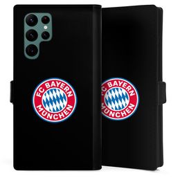 DeinDesign Galaxy S22 Ultra Handy Klapph&uuml;lle Handyh&uuml;lle aus Kunst Leder schwarz Flip Case Fc Bayern M&uuml;nchen Logo Official Licensed Product Sideflip mit langer 
