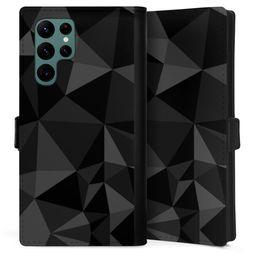 DeinDesign Galaxy S22 Ultra Handy Klapph&uuml;lle Handyh&uuml;lle aus Kunst Leder schwarz Flip Case Abstract Muster Geometric Sideflip mit langer Lasche
