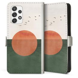DeinDesign Galaxy A52s 5G Handy Klapph&uuml;lle Handyh&uuml;lle aus Kunst Leder wei&szlig; Flip Case Sunshine Bird Sunset Sideflip mit Lasche