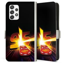 DeinDesign Galaxy A52s 5G Handy Klapph&uuml;lle Handyh&uuml;lle aus Kunst Leder wei&szlig; Flip Case Official Licensed Product Cars Lightning Mcqueen 95 Sideflip mit Lasche