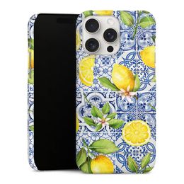 DeinDesign iPhone 15 Pro Max Handy Premium Case Smartphone Handyh&uuml;lle Schutzh&uuml;lle gl&auml;nzend Muster Greece Lemon Premium Case
