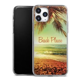 DeinDesign iPhone 11 Pro Handy Slim Case Silikon Handyh&uuml;lle transparent H&uuml;lle extra d&uuml;nn Palm Tree Urlaub Beach Silikon Slim Case