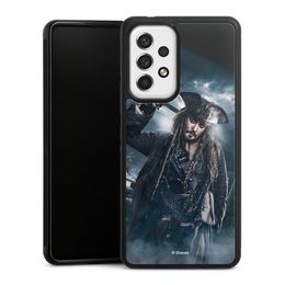 DeinDesign Galaxy A53 5G Handy Gallery Case Handyh&uuml;lle 9H Geh&auml;rtetes Glas R&uuml;ckseite H&uuml;lle Captain Jack Sparrow Fluch Der Karibik Official Licensed Product 