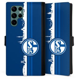 DeinDesign Galaxy S22 Ultra Handy Klapph&uuml;lle Handyh&uuml;lle aus Kunst Leder schwarz Flip Case Official Licensed Product Skyline Fc Schalke 04 Sideflip mit langer 