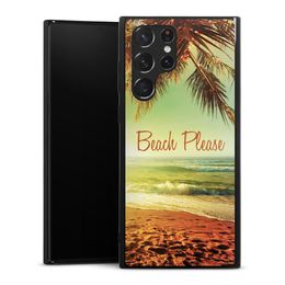 DeinDesign Galaxy S22 Ultra Handy Silikon H&uuml;lle Case schwarz Handyh&uuml;lle Beach Palm Tree Urlaub