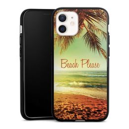 DeinDesign iPhone 12 mini Handy Silikon H&uuml;lle Case schwarz Handyh&uuml;lle Beach Palm Tree Urlaub