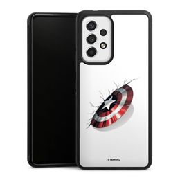 DeinDesign Galaxy A53 5G Handy Gallery Case Handyh&uuml;lle 9H Geh&auml;rtetes Glas R&uuml;ckseite H&uuml;lle Captain America Marvel Official Licensed Product Gallery Case
