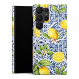 DeinDesign Galaxy S23 Ultra Handy Premium Case Smartphone Handyh&uuml;lle Schutzh&uuml;lle gl&auml;nzend Muster Greece Lemon Premium Case