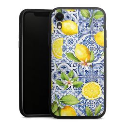 DeinDesign iPhone Xr Handy Premium Silikon H&uuml;lle Handyh&uuml;lle schwarz Case Muster Greece Lemon Silikon Premium Case