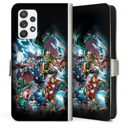 DeinDesign Galaxy A52s 5G Handy Klapph&uuml;lle Handyh&uuml;lle aus Kunst Leder wei&szlig; Flip Case Avengers Marvel Comic Sideflip mit Lasche