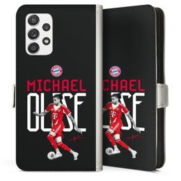 DeinDesign Galaxy A52s 5G Handy Klapph&uuml;lle Handyh&uuml;lle aus Kunst Leder wei&szlig; Flip Case Fc Bayern M&uuml;nchen Michael Olise Official Licensed Product Sideflip mit 