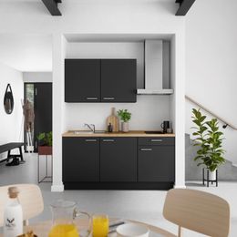 Nobilia K&uuml;chenblock Touch Low m. Ger&auml;ten Schwarz