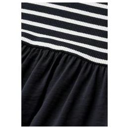 Midikleid Street One, Damen, Gr. 46, EURO-Gr&ouml;&szlig;en, shadowed navy, Stoff, Obermaterial: 62% Polyester, 33% Viskose, 5% Elasthan, Obermaterial 2: 84% Viskose, 16% Polyamid, gestreift, normal wadenlang, Rundhals, abgesteppt, Kleider Midikleid, mit Rundhalsausschnitt