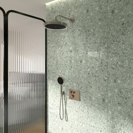 Ideal Standard Duscharmaturen-Set &ndash; Ceratherm Navigo&reg; A7893GN Brausethermostat Unterputz mit Easy-Box Unterputz-Grundk&ouml;rper, Solos 3-Funktions-Kopf- und Handbrause, LED-Leuchtring, Silver Storm