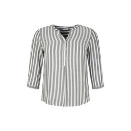 Tom Tailor Damen Plus Size - Henleybluse mit Streifenmuster, wei&szlig;, Gestreift, Gr. 46