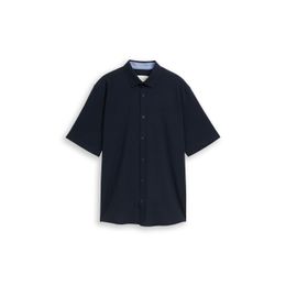 Tom Tailor Herren Comfort Fit Seersucker Kurzarmhemd, blau, Uni, Gr. XXL