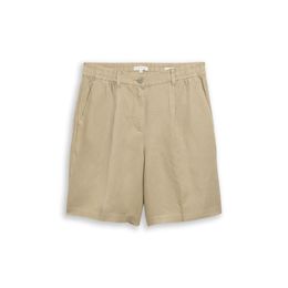 Tom Tailor Damen Loose Fit Bermuda Shorts mit Leinenanteil, gr&uuml;n, Uni, Gr. 42